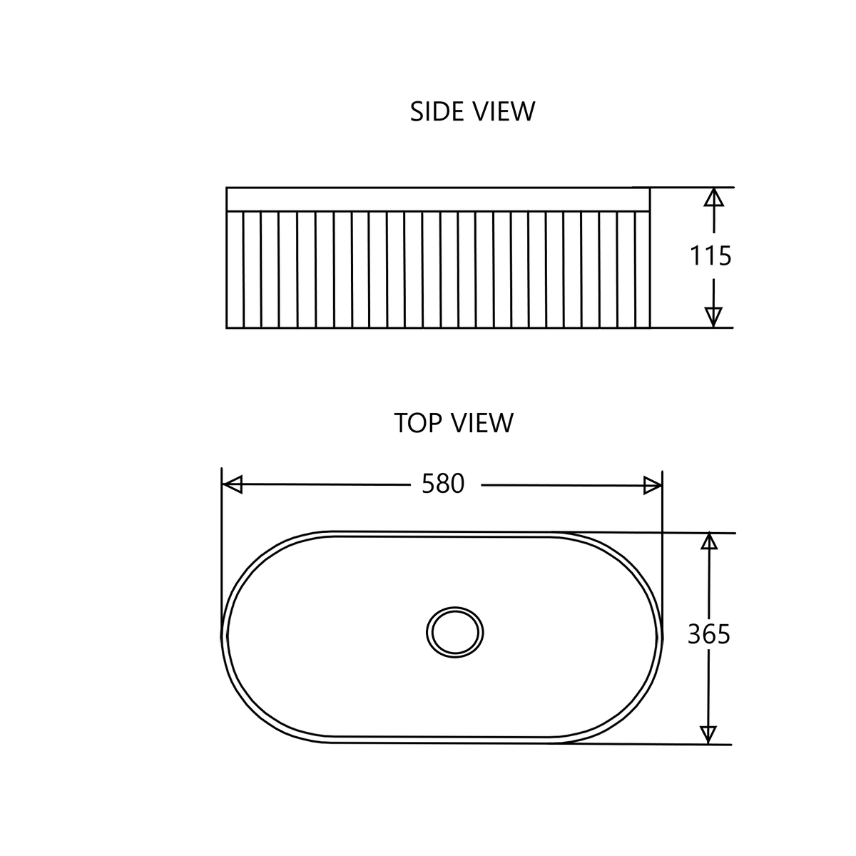 Cora Above Counter Fluted Pill Basin Gloss White/Matt White 580 x 360 ...