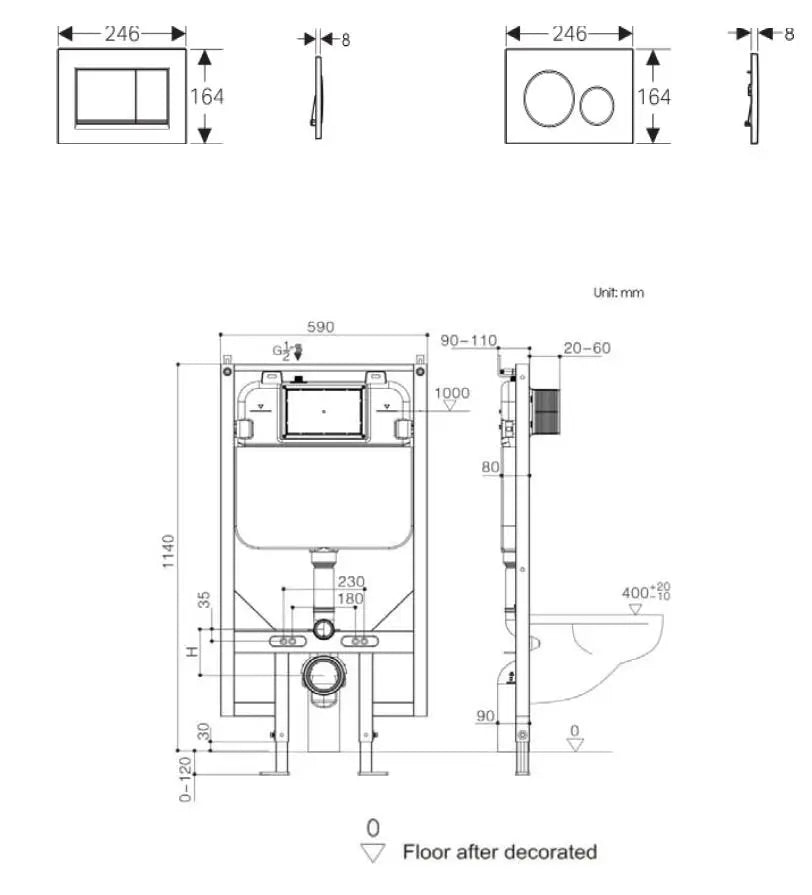 Mercio R&T 80mm Slim In-wall Cistern with Wall-Hung Pan - FIL Kitchen ...