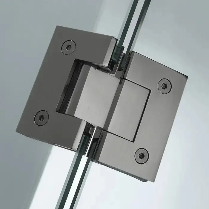 DIAMOND FRAMELESS HINGE DOOR WALL TO WALL GUN METAL – FIL Kitchen Bathroom
