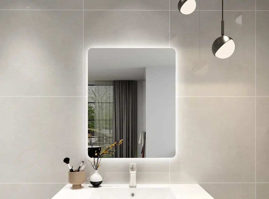 POSEIDON RECTANGLE CURVED RIM BACKLIT LED MIRROR 3 COLOUR LIGHT ...